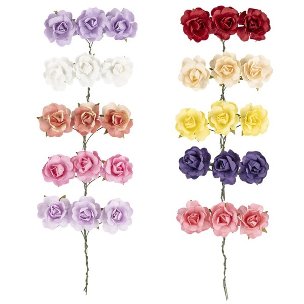 Deko-Blüten, Rosen, Ø 2,5cm, verschiedene Farben, 90 Stück | Floristik ...