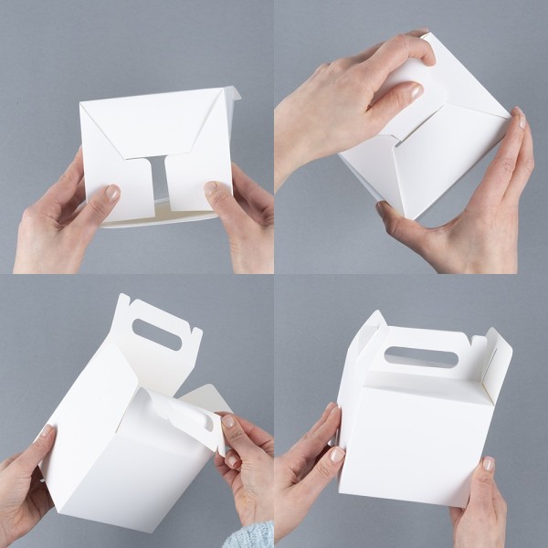 Geschenkboxen, Design 1, 13cm x 11cm x 16,5cm, 250 g/m², weiß, 10 Stück | Taschen & Boxen aus ...