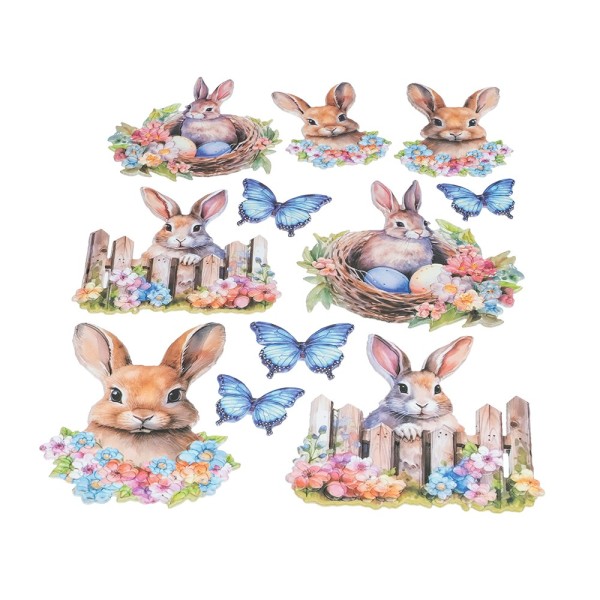 3-D Relief-Sticker, Hase mit Zaun, verschiedene Größen, selbstklebend ...