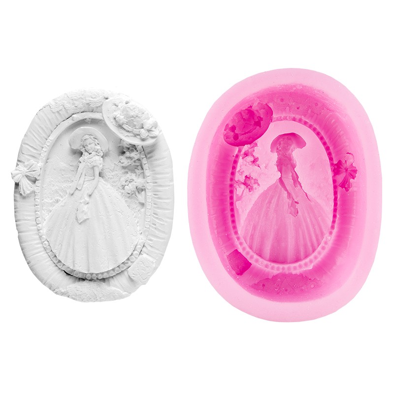 Silikon-Form, Bild mit Dame, 8,2cm x 6,1cm | Silikon-Formen ...