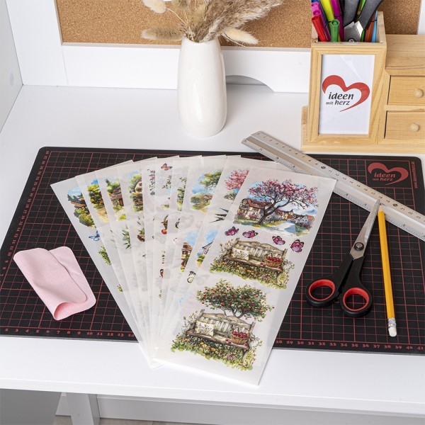 Premium-Transfers, Dorf-Idylle, 10cm x 30cm, farbig, 10 Bogen | Rubbel ...