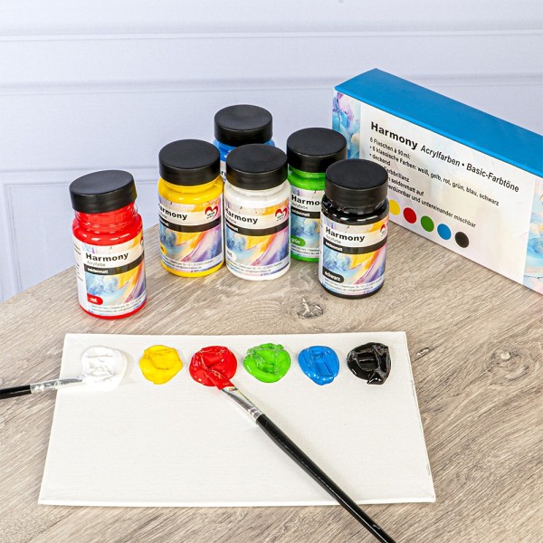 Acrylfarben "Harmony", Basic-Farbtöne, 6 x 90ml, 6 Farben | Acrylfarbe | Farben | Bastelbedarf ...