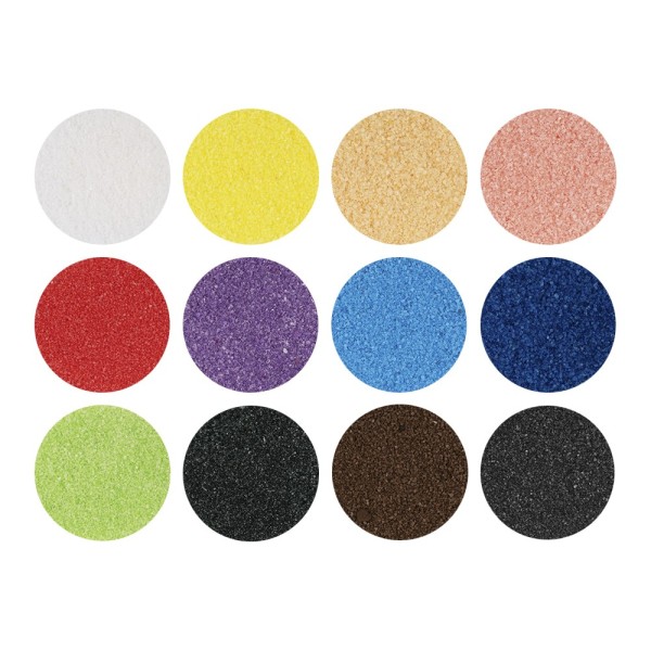 Farbsand fein, 12 Flaschen mit je 30g, 12 verschiedene Farben | Deko-Sand & Granulat | Strass ...