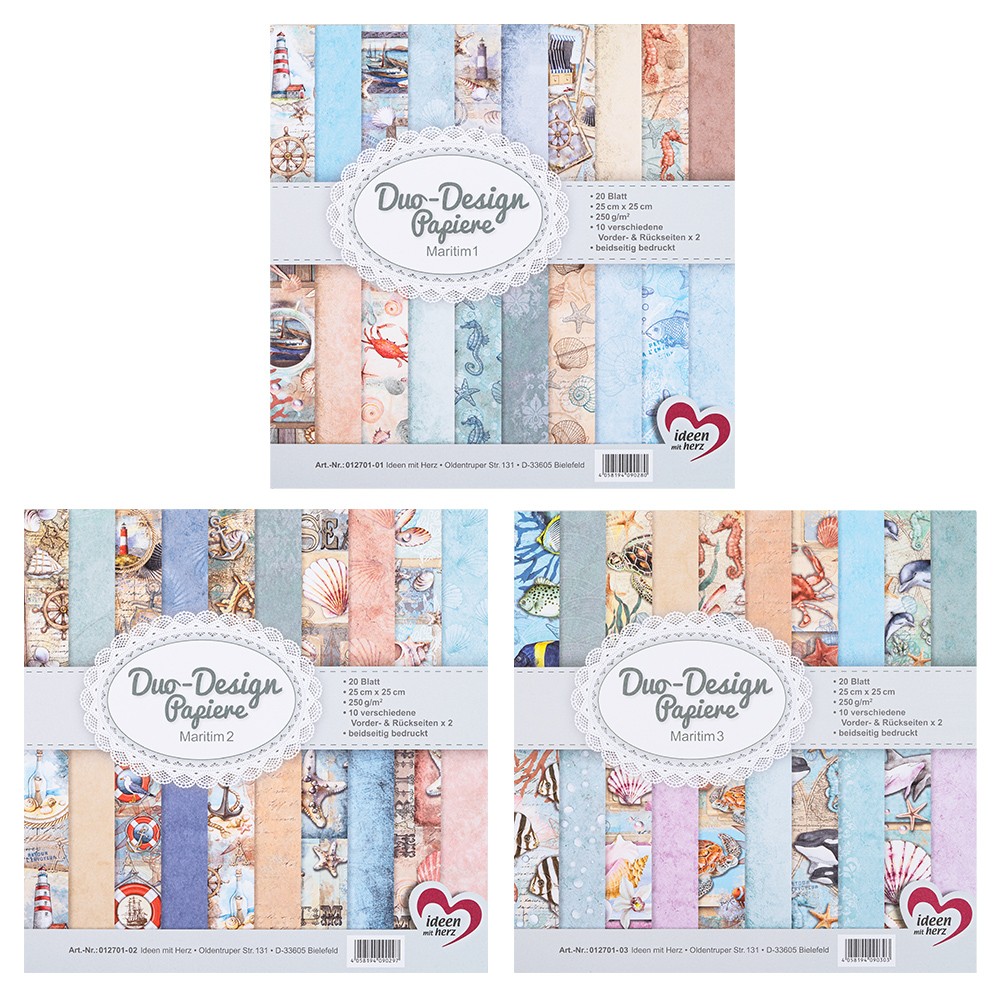 Duo-Design-Papiere, 3 versch. Blöcke à 20 Blatt, beidseitig bedruckt ...