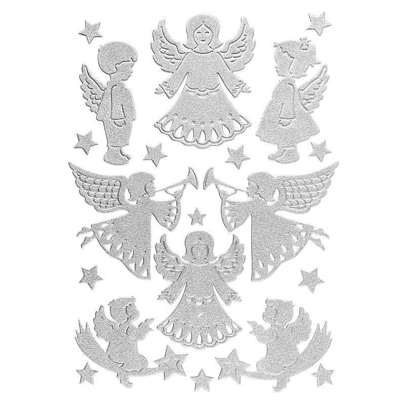 3-D Sticker, Deluxe Engel, verschiedene Größen, selbstklebend, silber ...