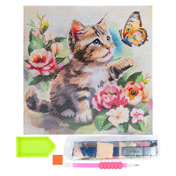 Diamond Painting Katze Mit Schmetterling